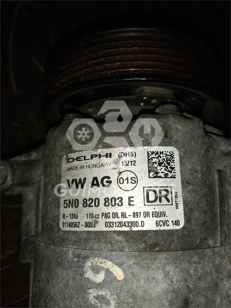 COMPRESSOR AC SKODA FABIA 1.6TDI CR 90cv , REF: 5N0820803E - 01140562 ...